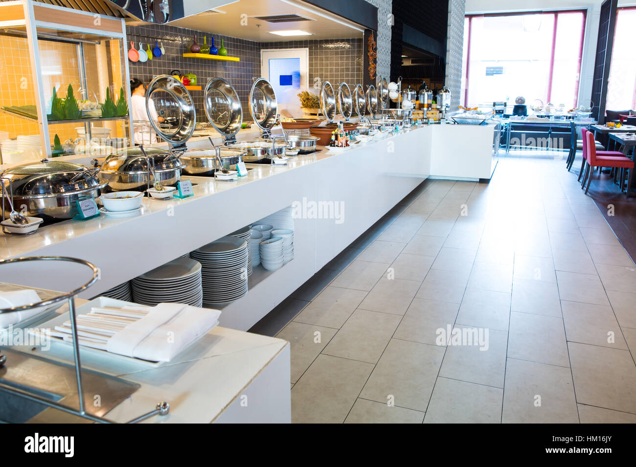 Table set up for continental breakfast Stock Photo - Alamy