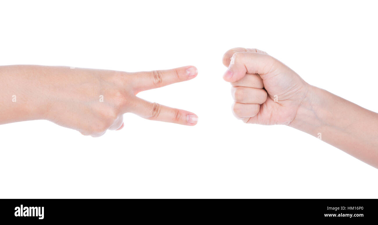 Paper,scissors, stone - hands isolated on white background Stock Photo ...