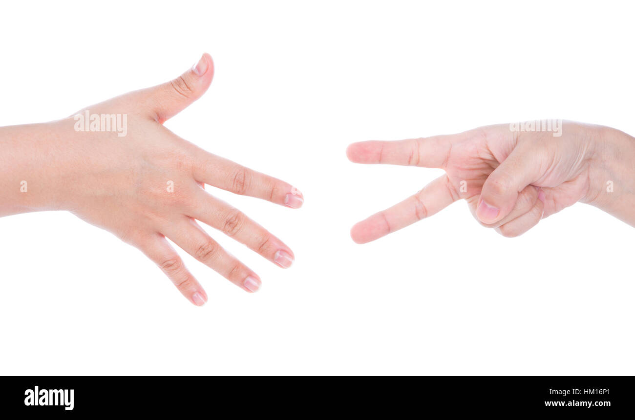 Paper,scissors, stone - hands isolated on white background Stock Photo ...