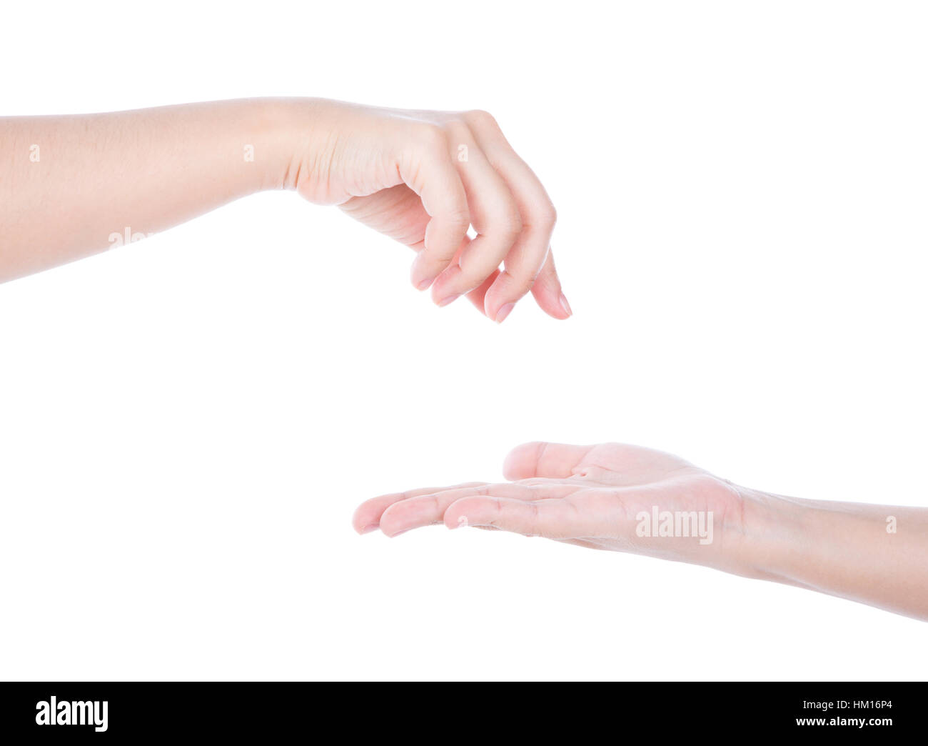 Two woman hands isolated on a white background Stock Photo - Alamy