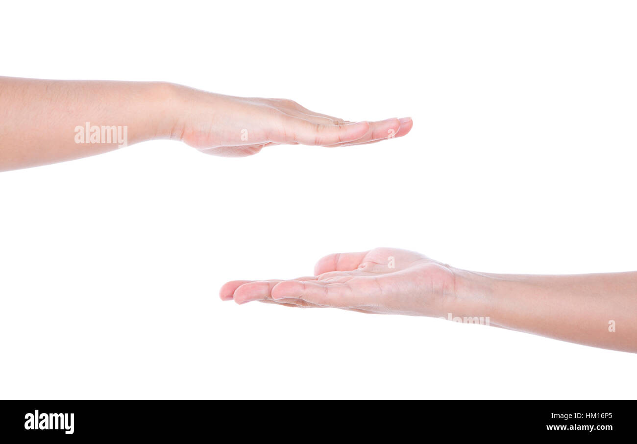 Two woman hands isolated on white background Stock Photo - Alamy