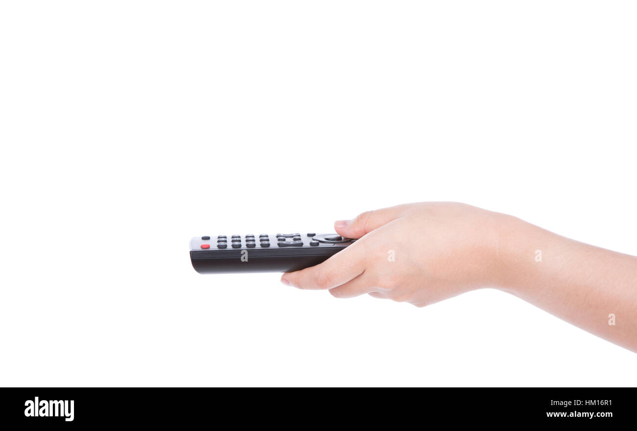 Woman hand with remote control isolated on white background Stock Photo ...