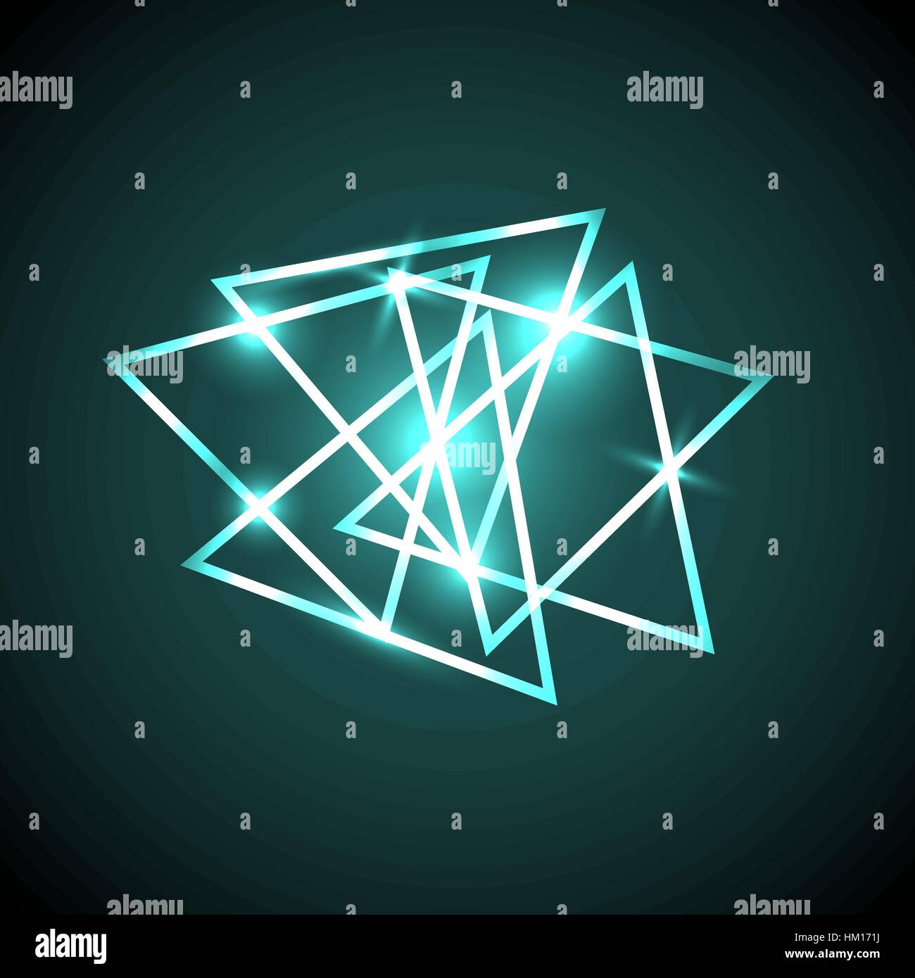 Abstract background with green neon triangles, stock vector Stock ...
