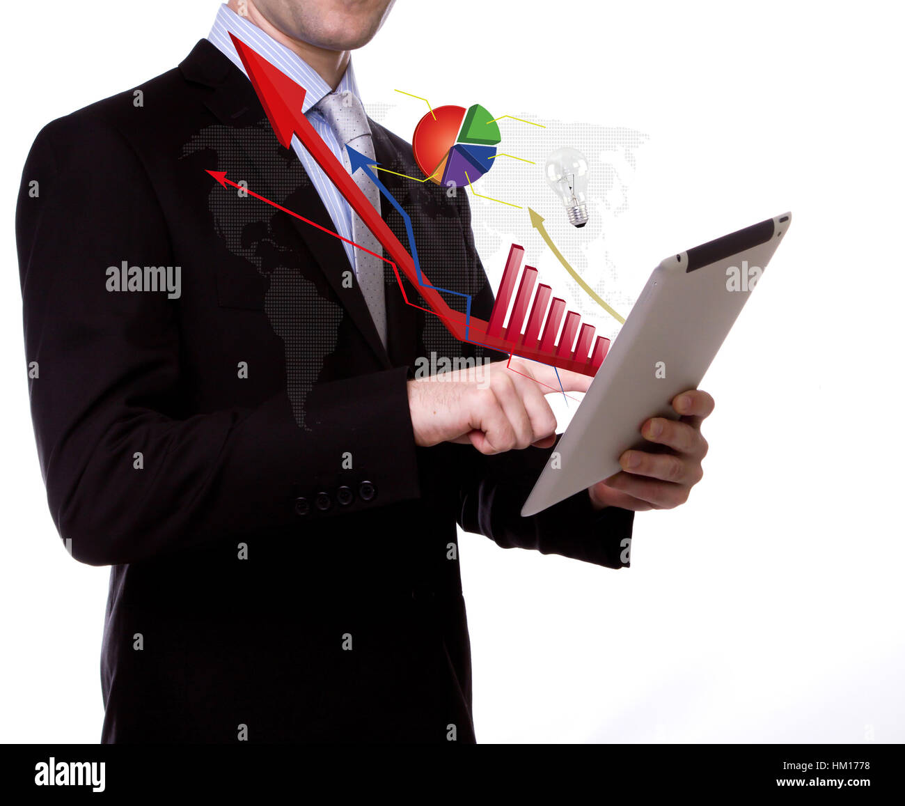 Business man using a touch screen device Stock Photo - Alamy