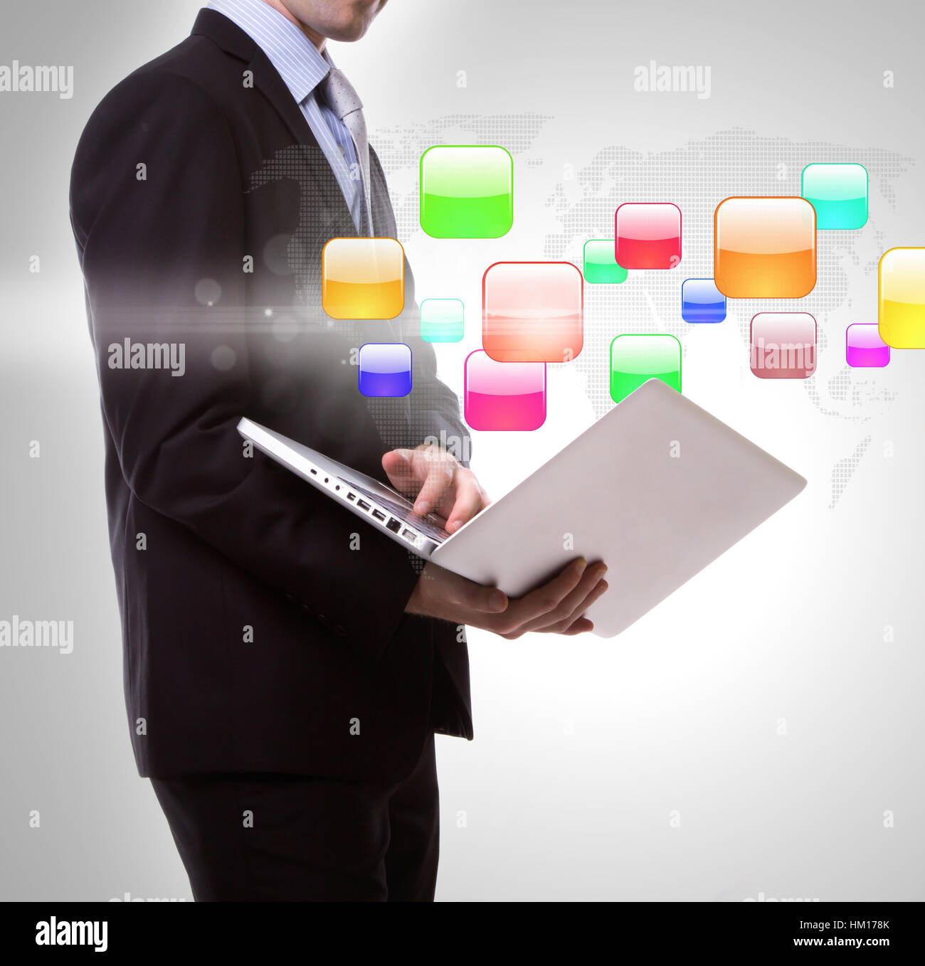 Business man with laptop Stock Photo - Alamy