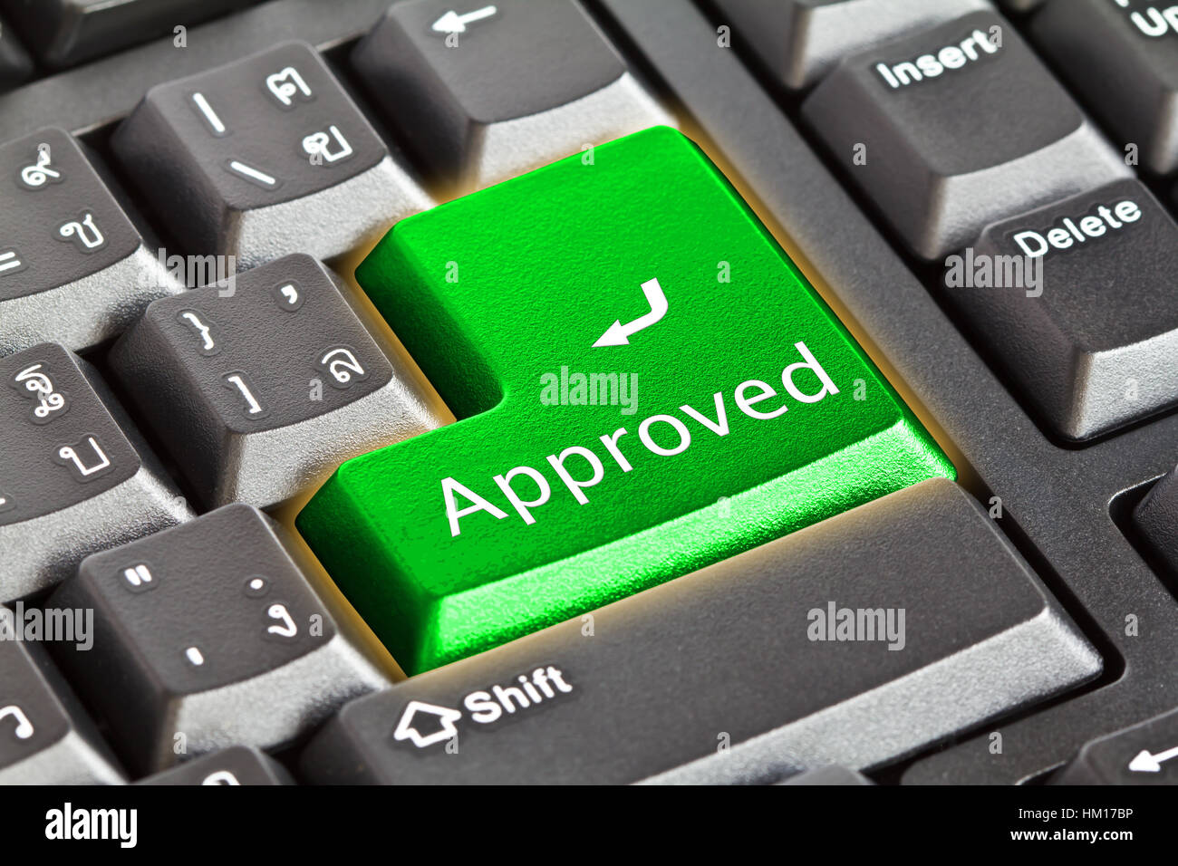 Computer keyboard - green key Approved Stock Photo - Alamy