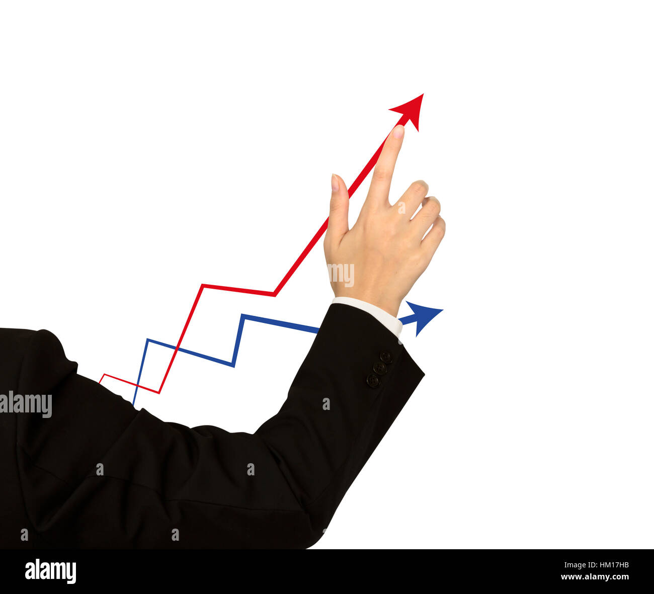 Businessman hand write graph isolated on white Stock Photo - Alamy