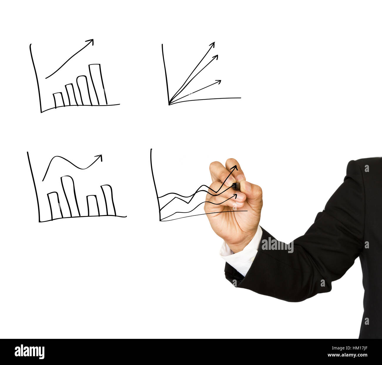 Businessman hand write graph isolated on white Stock Photo - Alamy