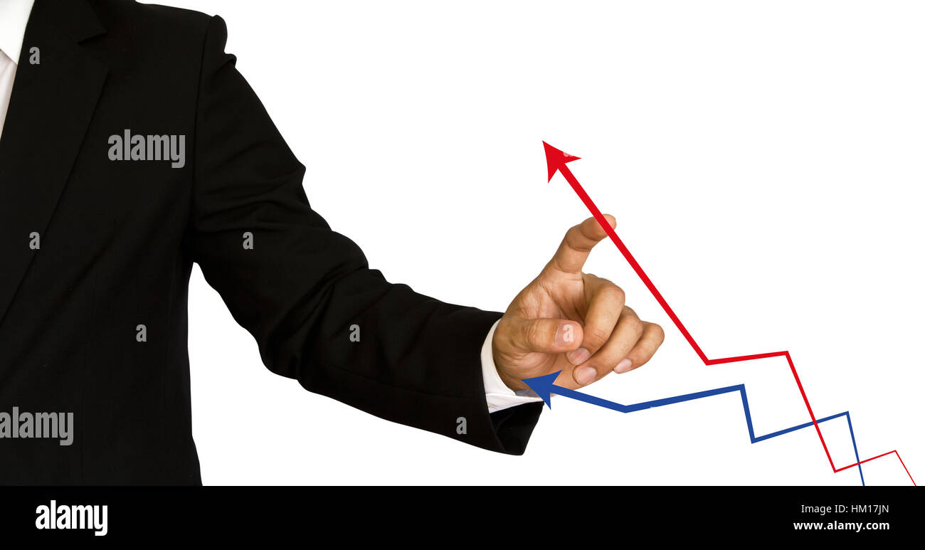 Businesswoman hand write graph isolated on white Stock Photo - Alamy