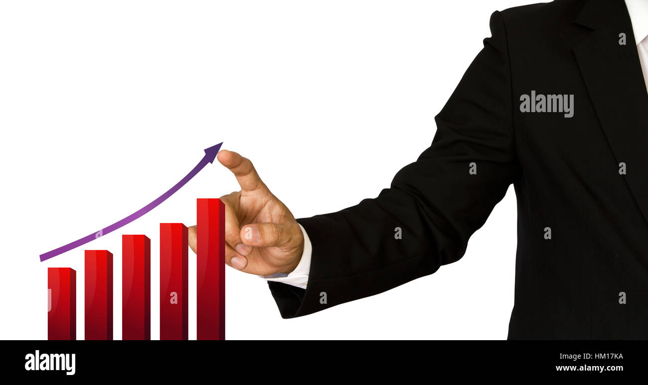 Businessman hand write graph isolated on white Stock Photo - Alamy