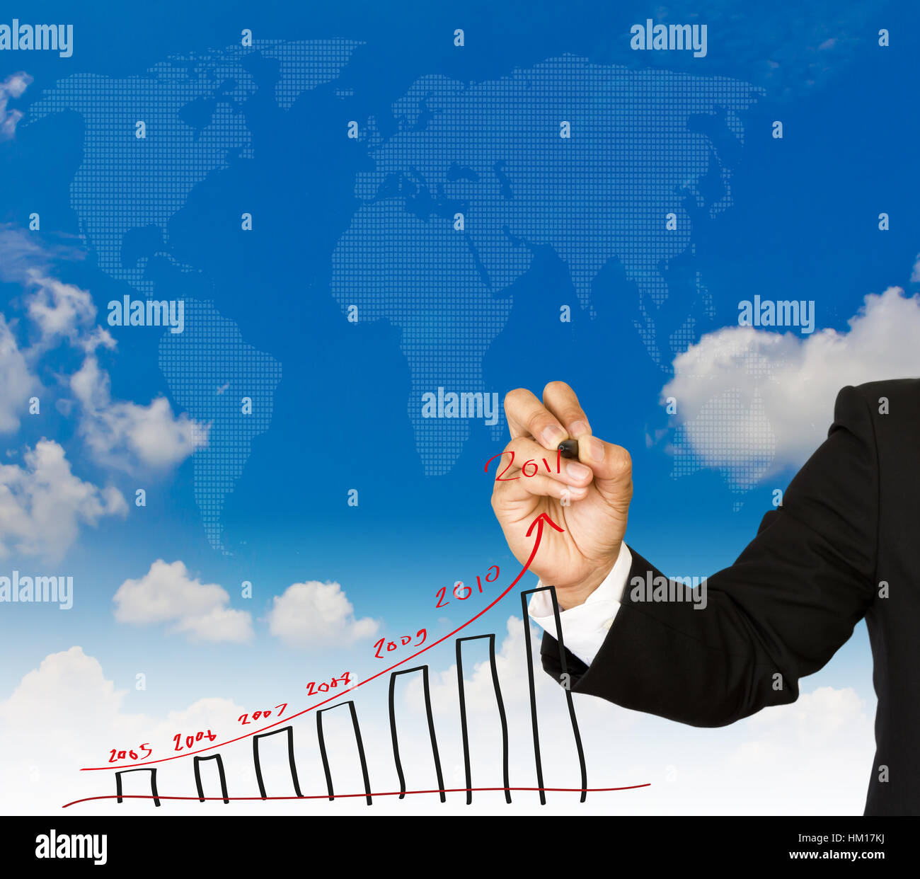 Businessman hand write graph isolated on white Stock Photo - Alamy