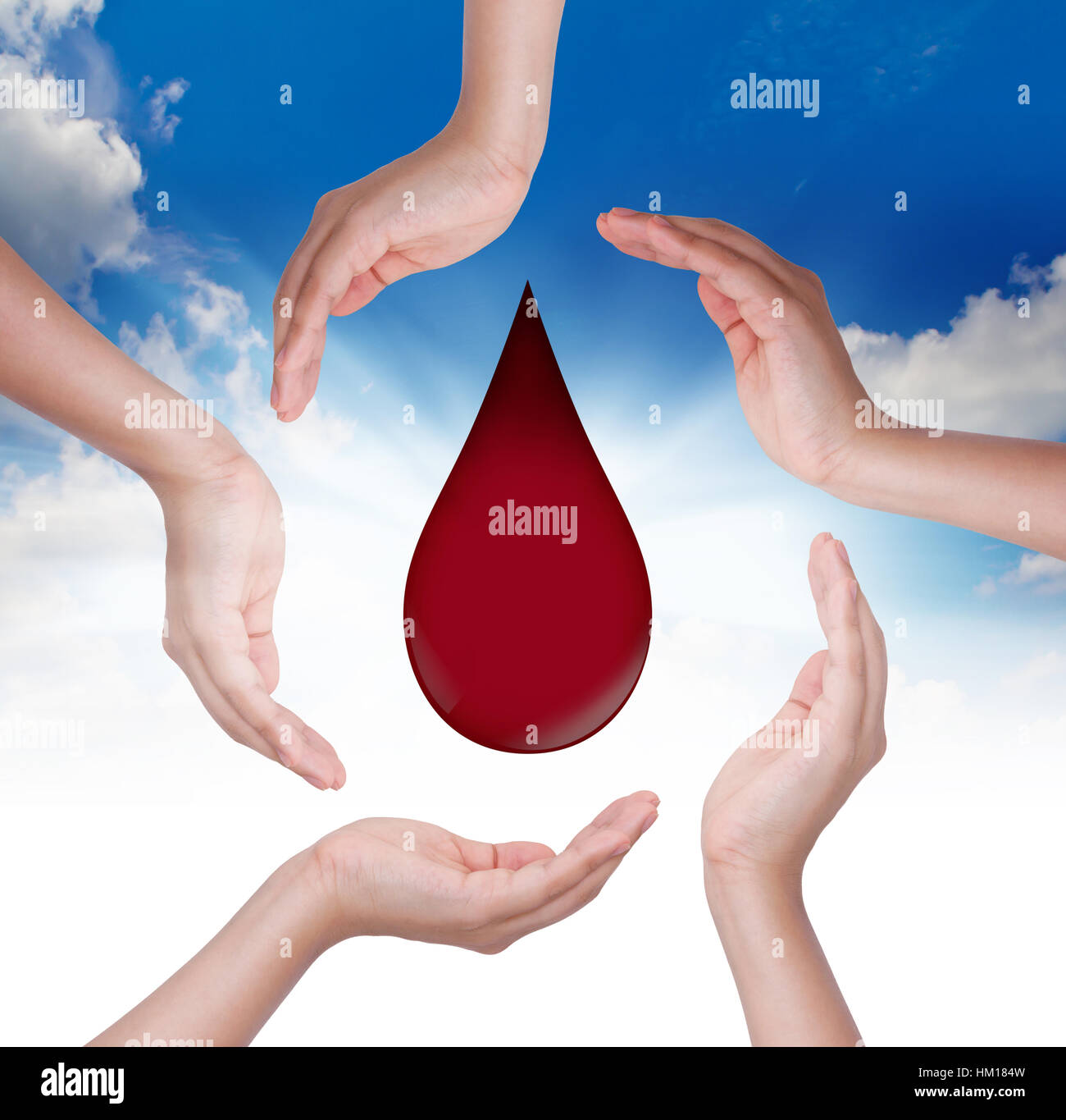 Hands with blood drop Stock Photo - Alamy