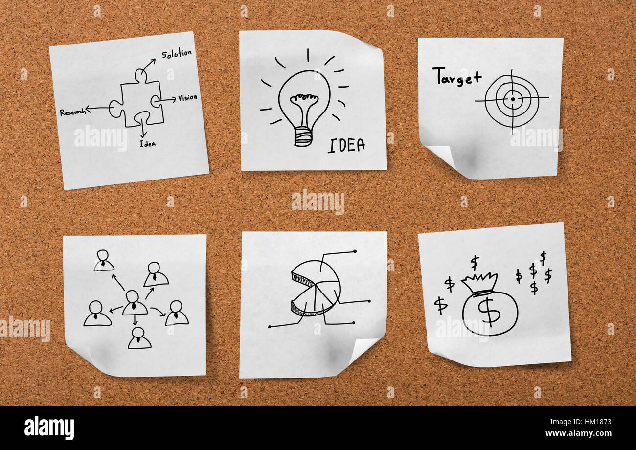 Cork board with notes Stock Photo - Alamy
