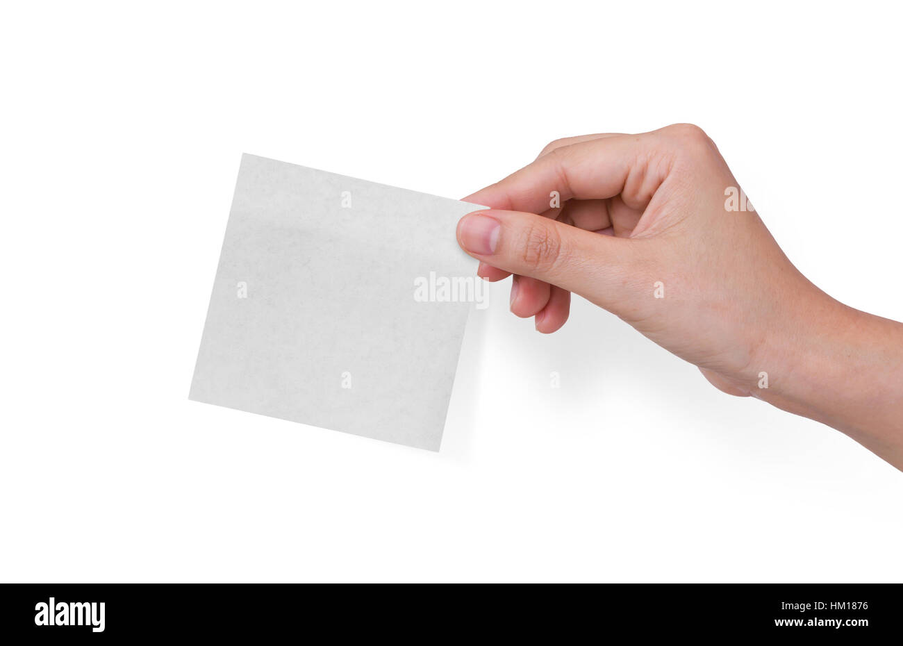 Post-it note with hand on white background Stock Photo - Alamy