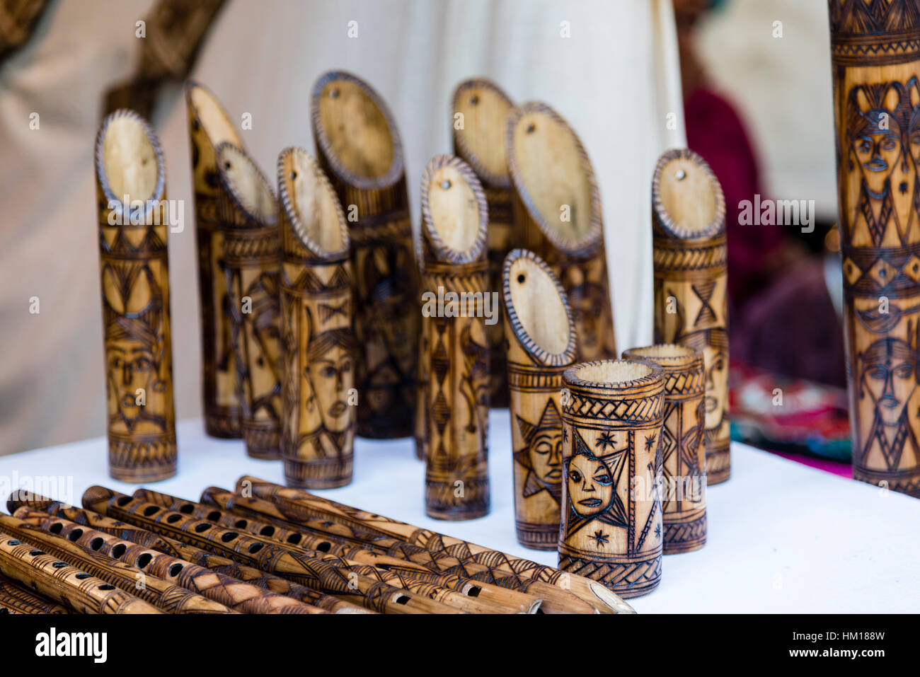 Wooden hand made beautifully carved flutes items for sale at a shop ...