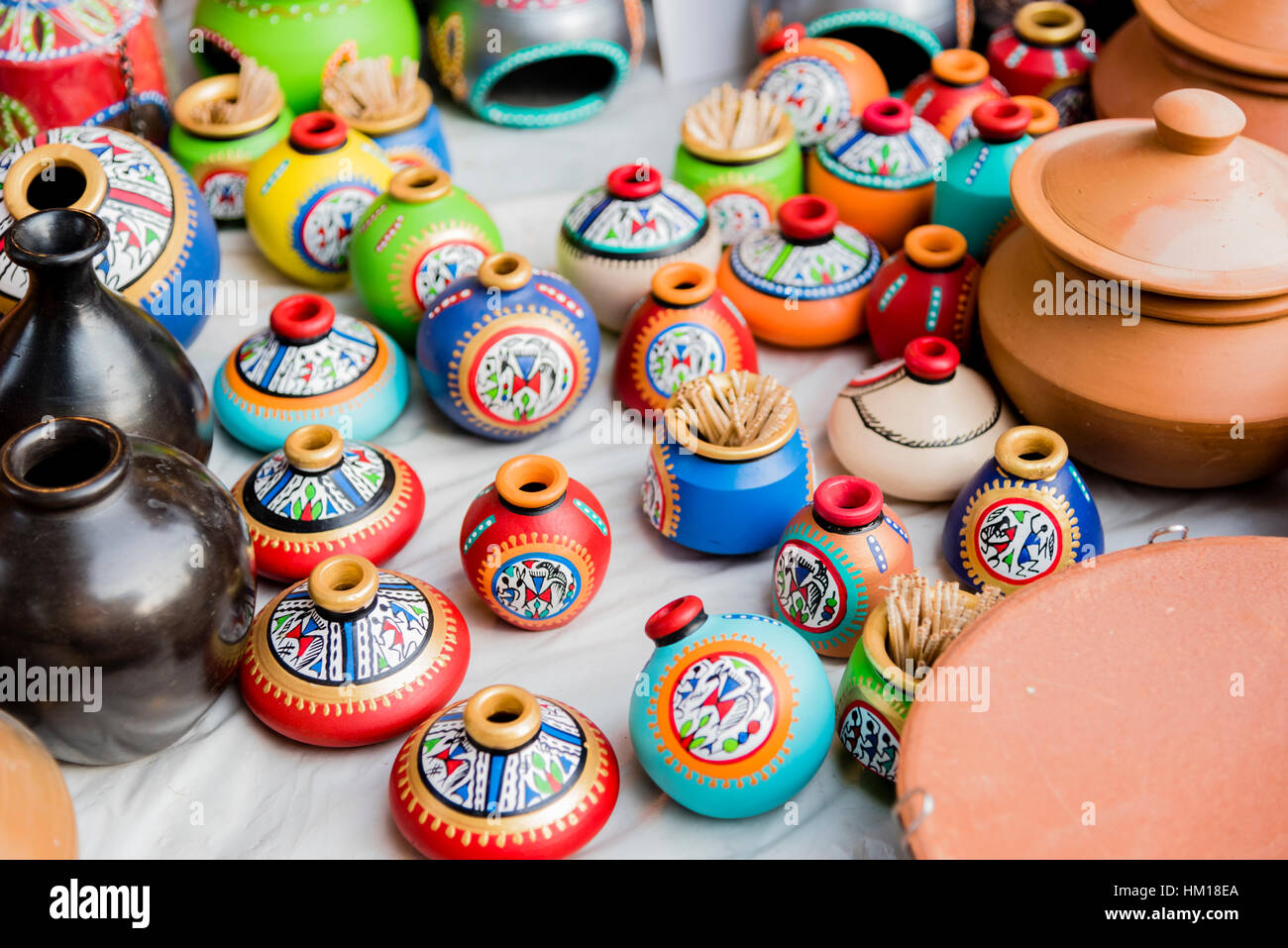 Beautiful handicrafts meant for decoration for sale at a shop Stock ...