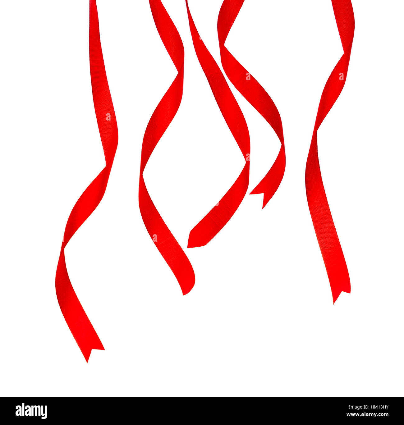 Shiny red ribbon on white background Stock Photo - Alamy