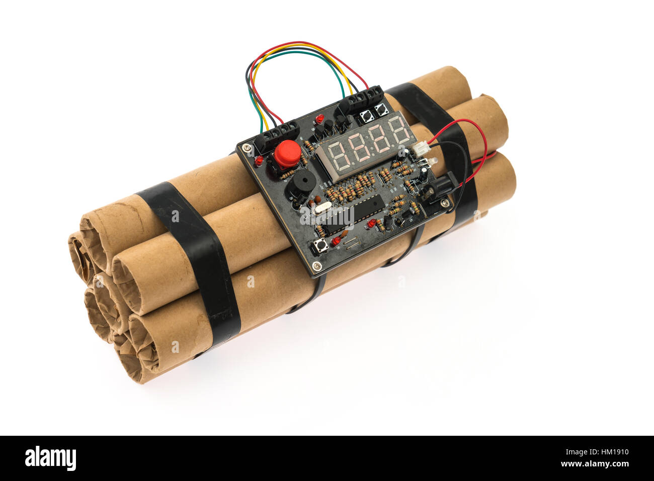 TNT time bomb on white background Stock Photo - Alamy