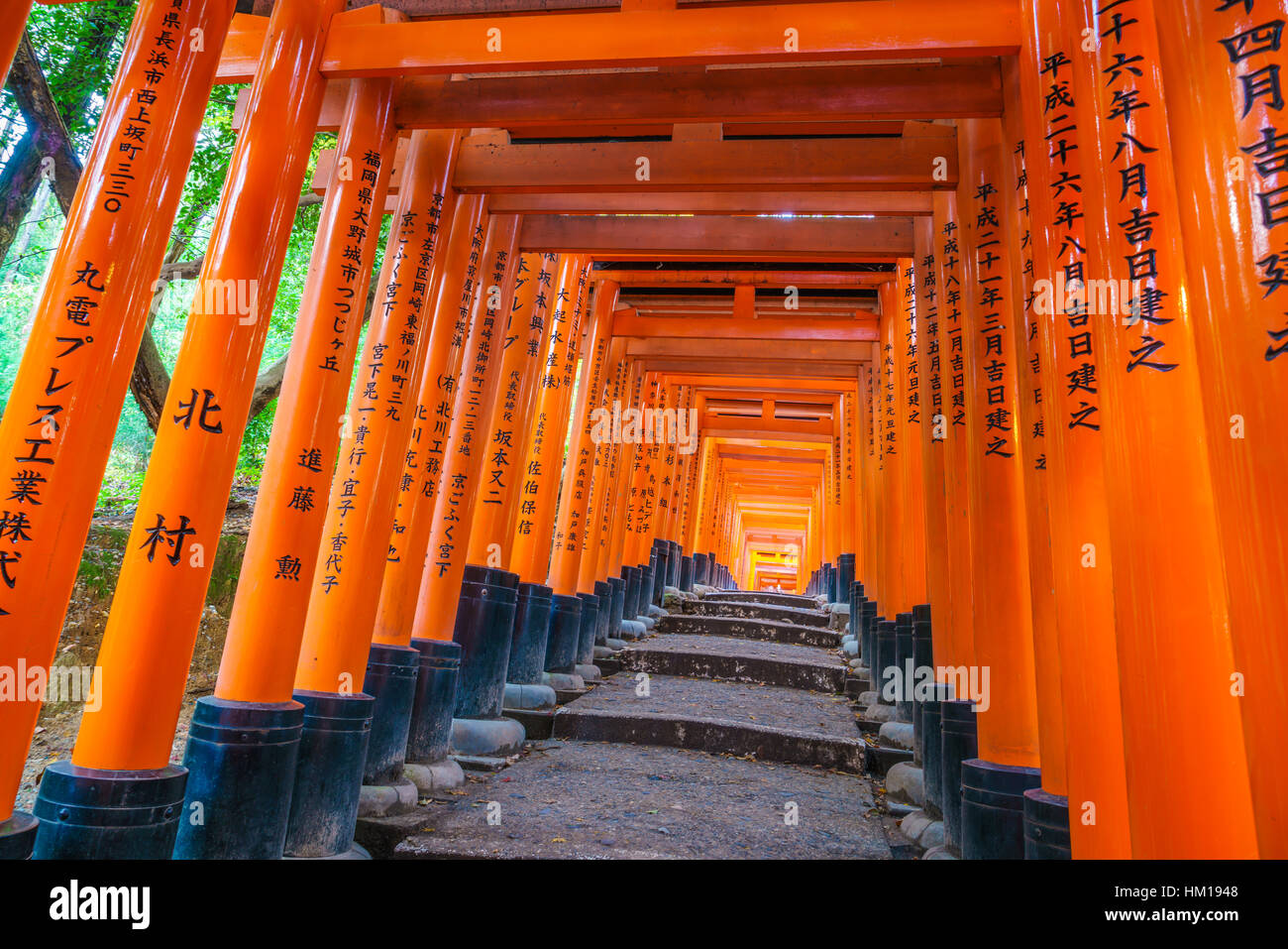 Red Tori Gate at Fushimi Inari Shrine Temple in Kyoto, Japan Stock ...