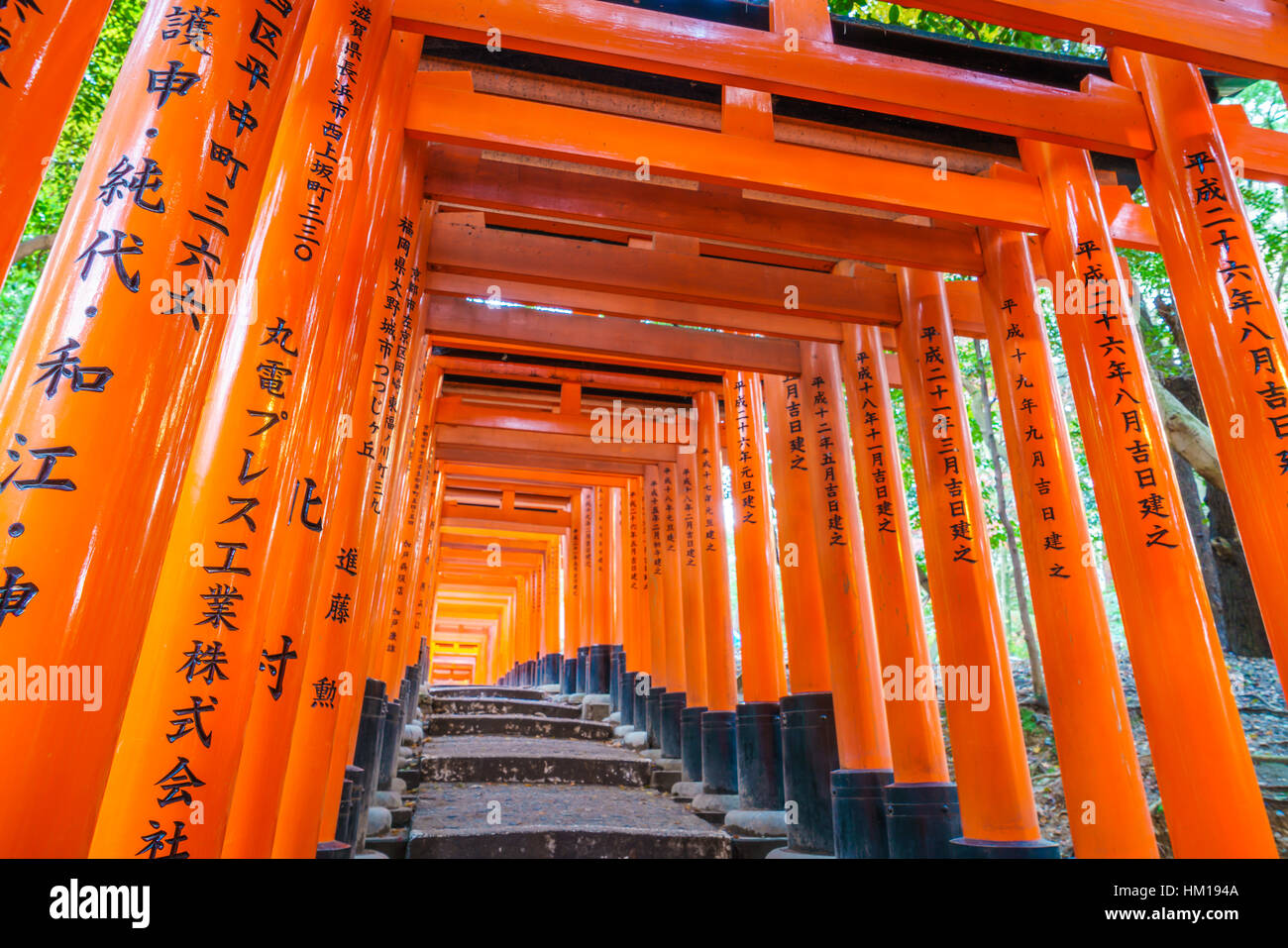 Red Tori Gate at Fushimi Inari Shrine Temple in Kyoto, Japan Stock ...