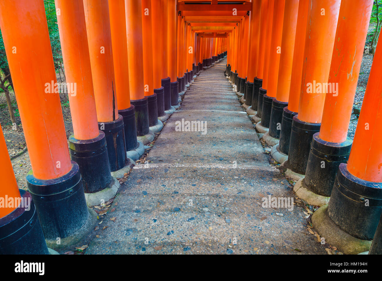 Red Tori Gate at Fushimi Inari Shrine Temple in Kyoto, Japan Stock ...