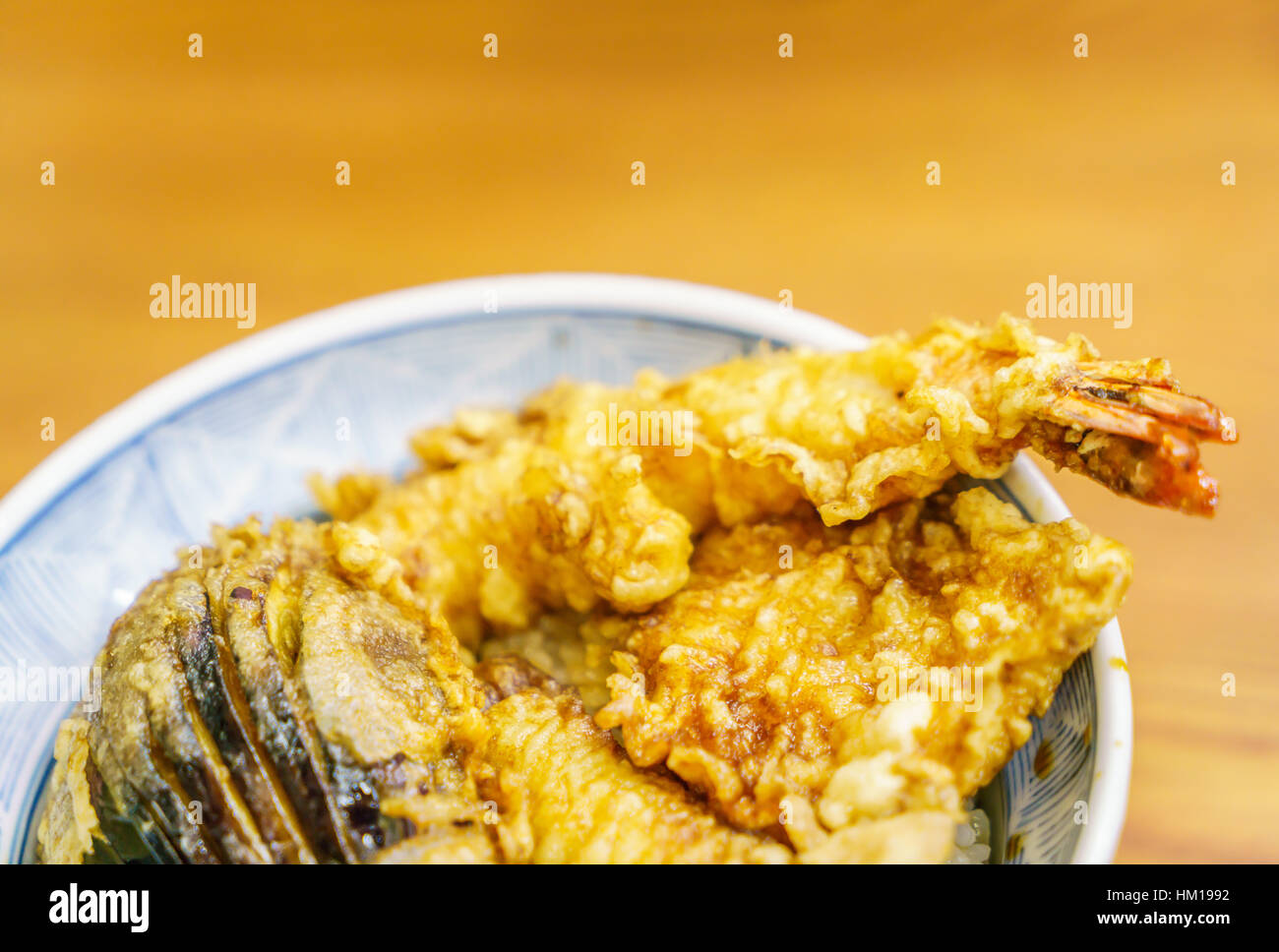 Tempura bowl on table Stock Photo - Alamy
