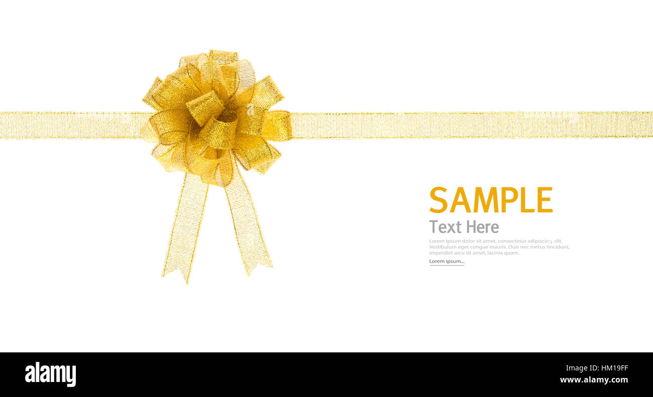 Shiny gold ribbon on white background with copy space Stock Photo - Alamy