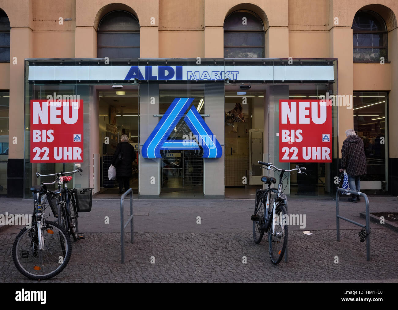 Berlin, Germany. 27th Jan, 2017. The entrance to an Aldi supermarket in ...