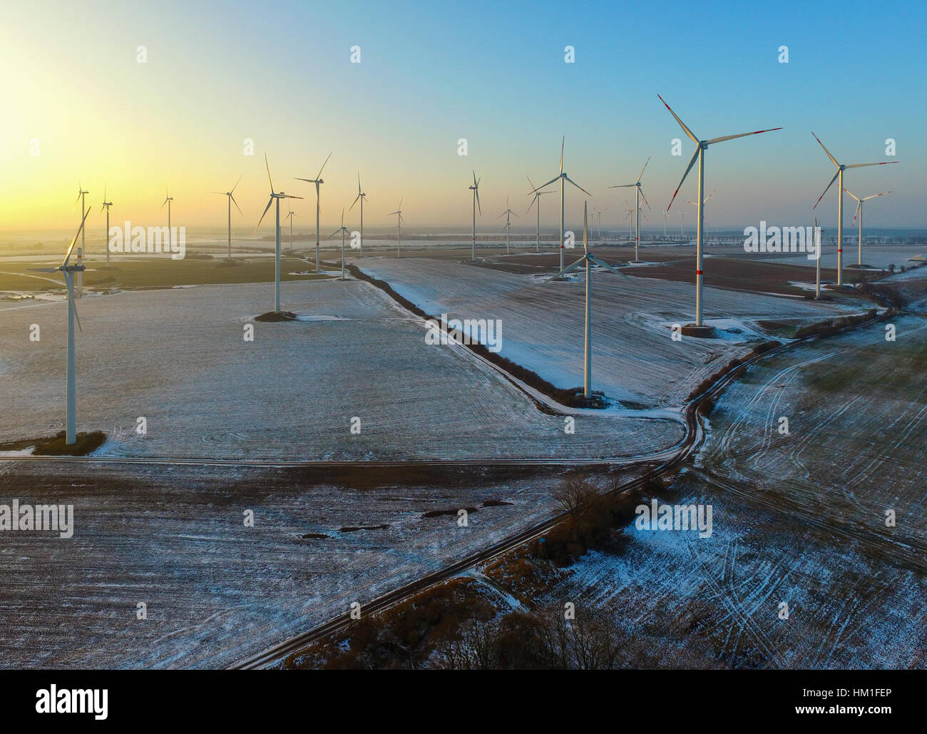 Brandenburg, Germany. 28th Jan, 2017. A view of the wind energy ...