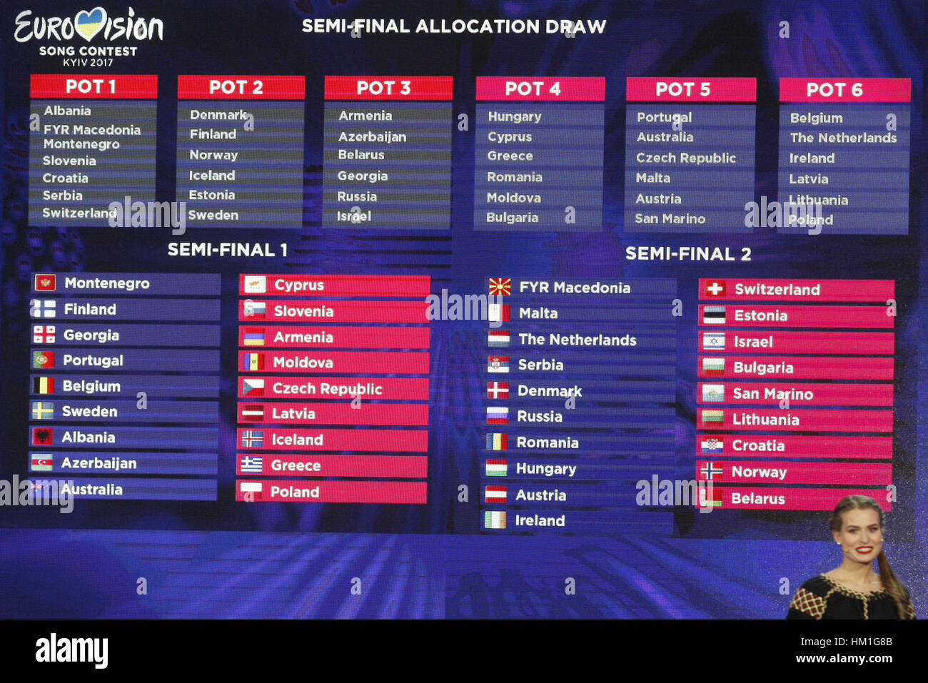 Kiev, Ukraine. 31st Jan, 2017. A view of the Semi-final Allocation Draw ...