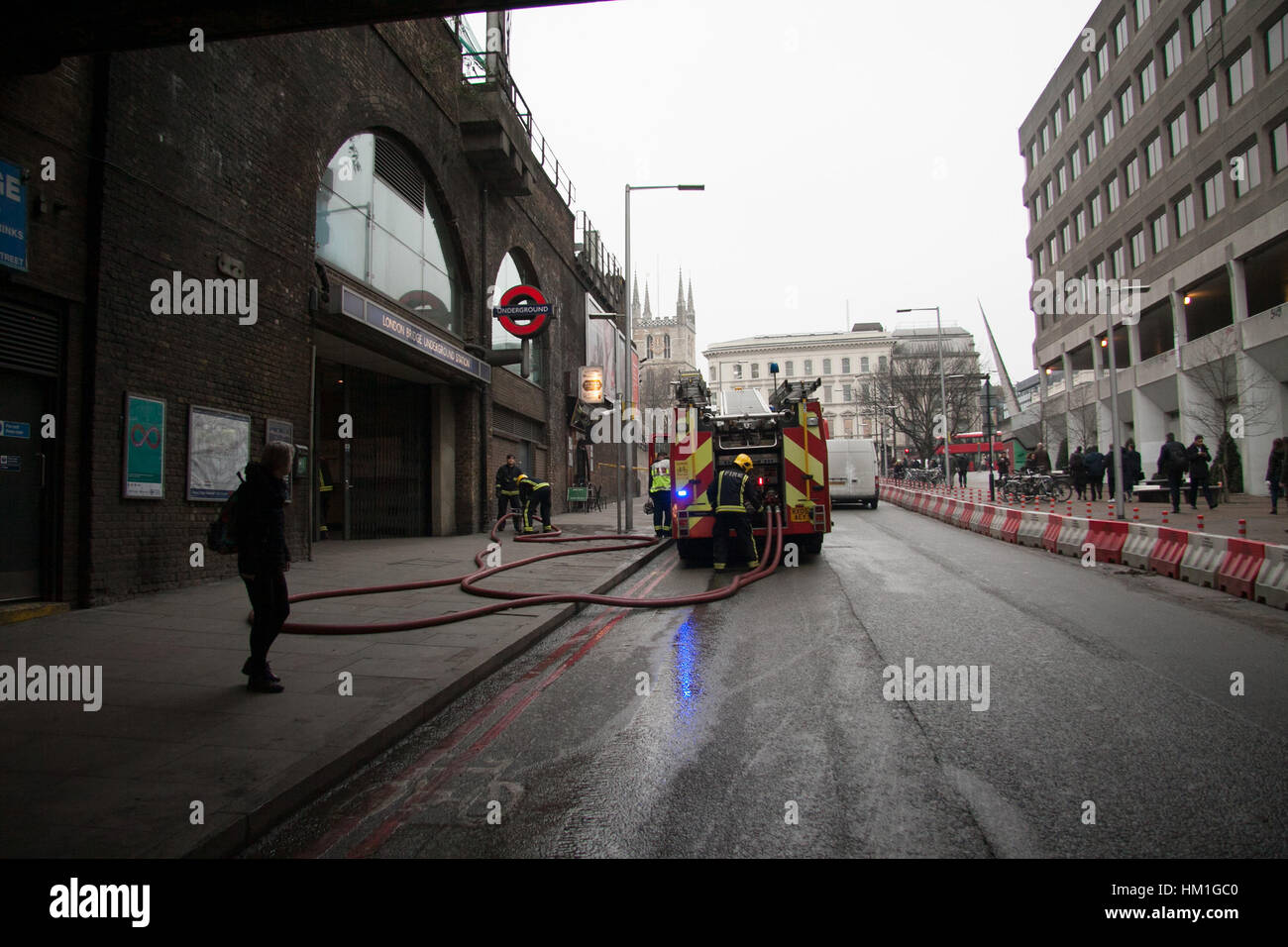 London UK. 31st January 2017. The London Fire Brigade and emergency ...