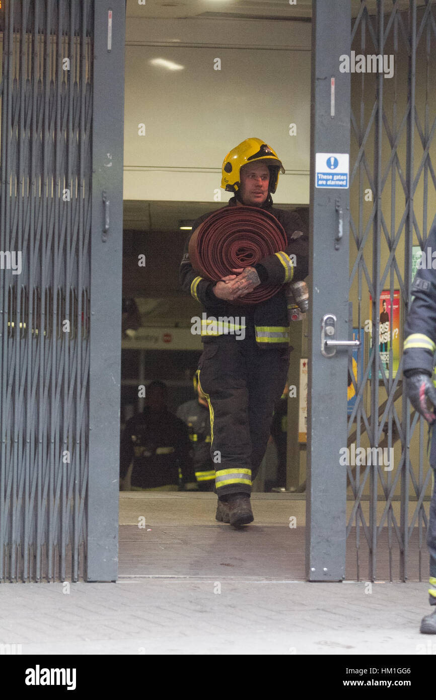 London UK. 31st January 2017. The London Fire Brigade and emergency ...