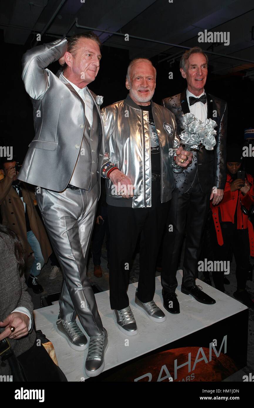 New York, NY, USA. 31st Jan, 2017. Nick Graham, Buzz Aldrin and Bill ...