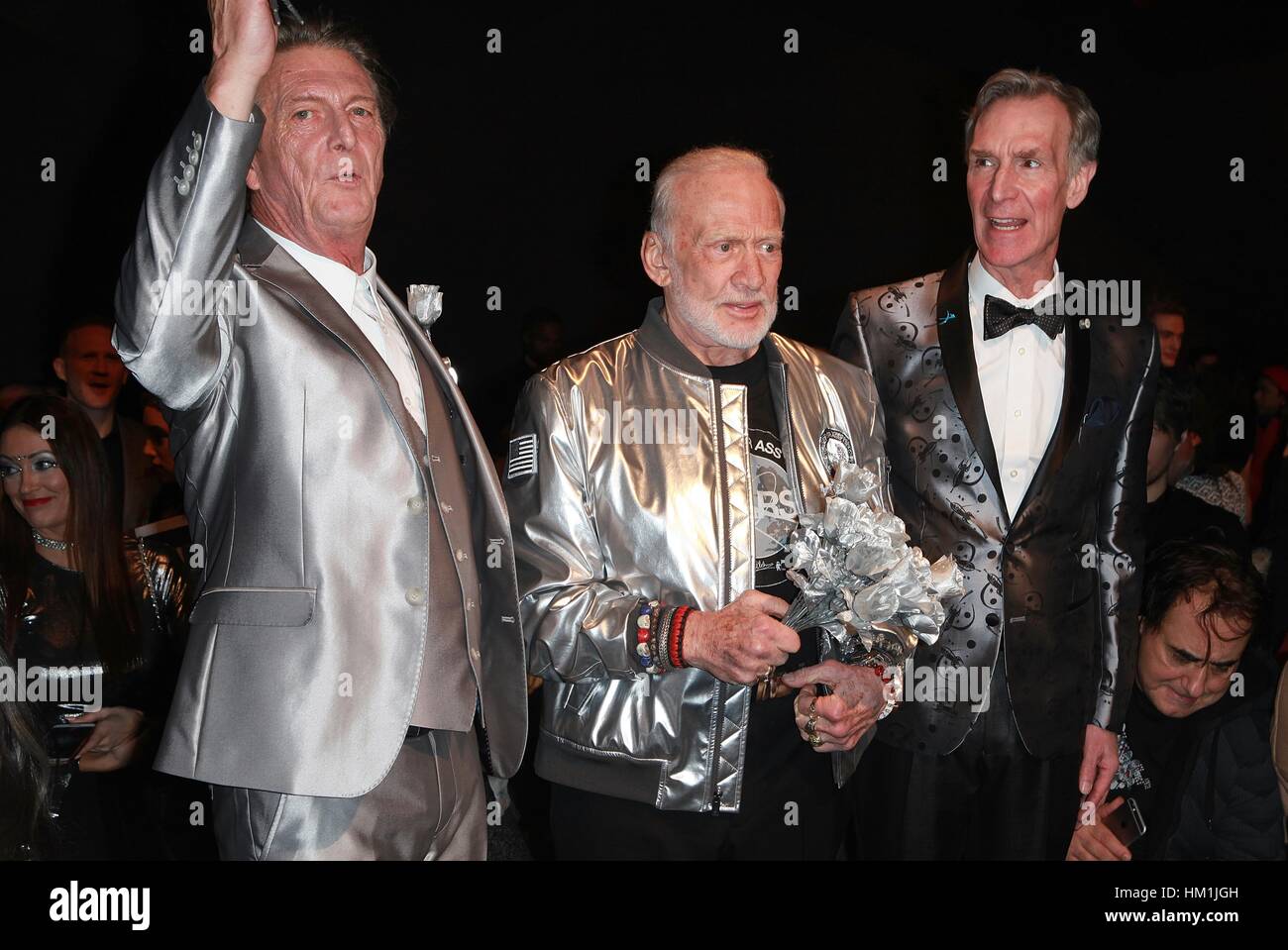 New York, NY, USA. 31st Jan, 2017. Nick Graham, Buzz Aldrin and Bill ...