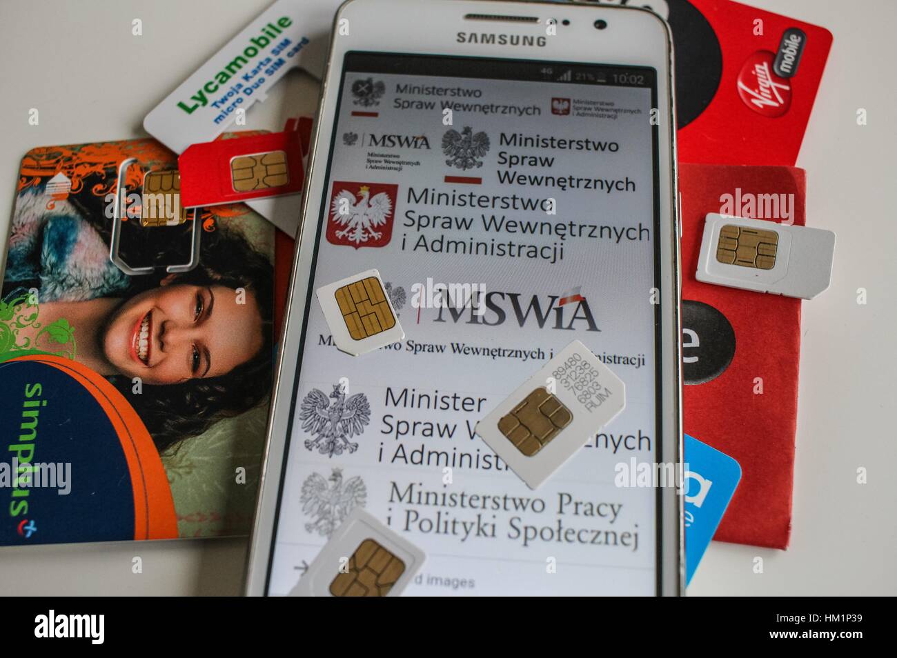 Gdansk, Poland. 01st Feb, 2017. Different types of Polish SIM cards are ...
