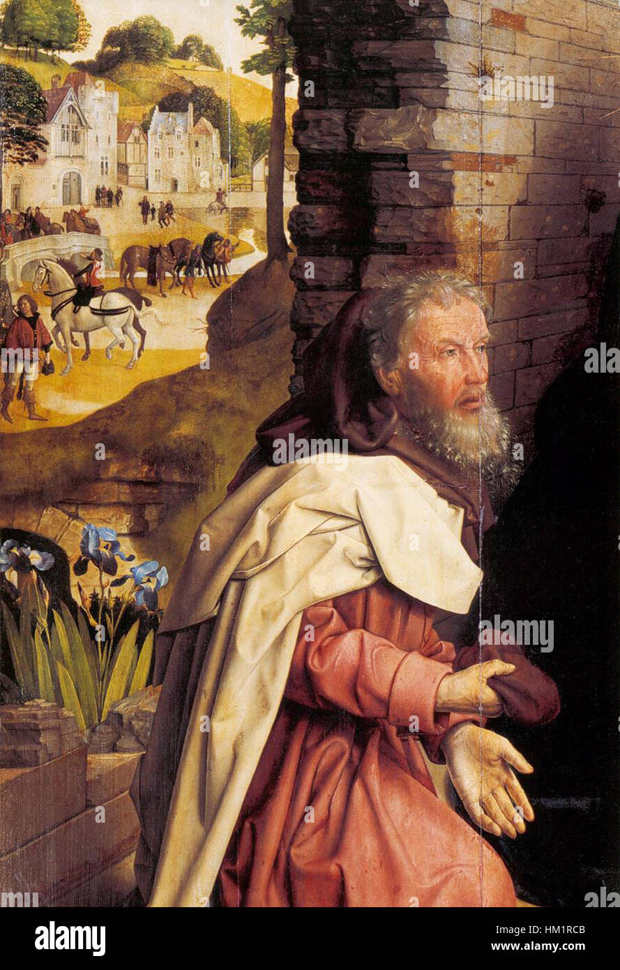 This detail from the Monforte Altarpiece by Hugo van der Goes showcases ...