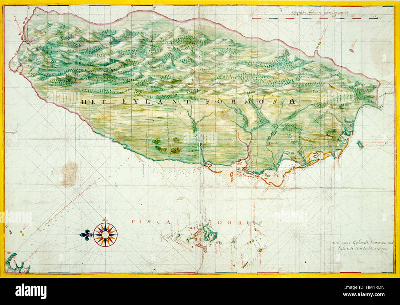 This historical artwork depicts the island of Formosa (now Taiwan) and ...