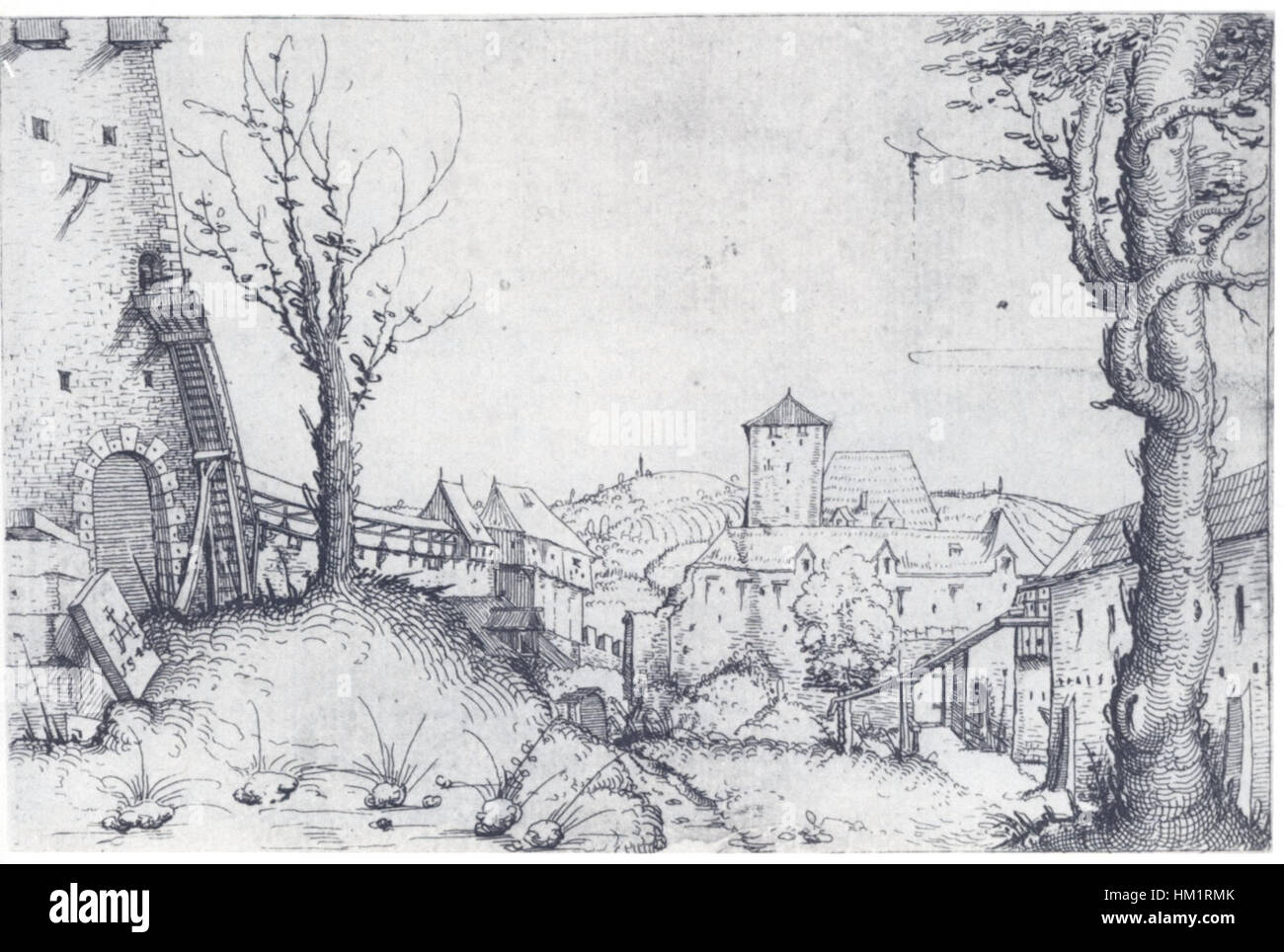 The 1546 artwork by Augustin Hirschvogel depicts a detailed view of a ...