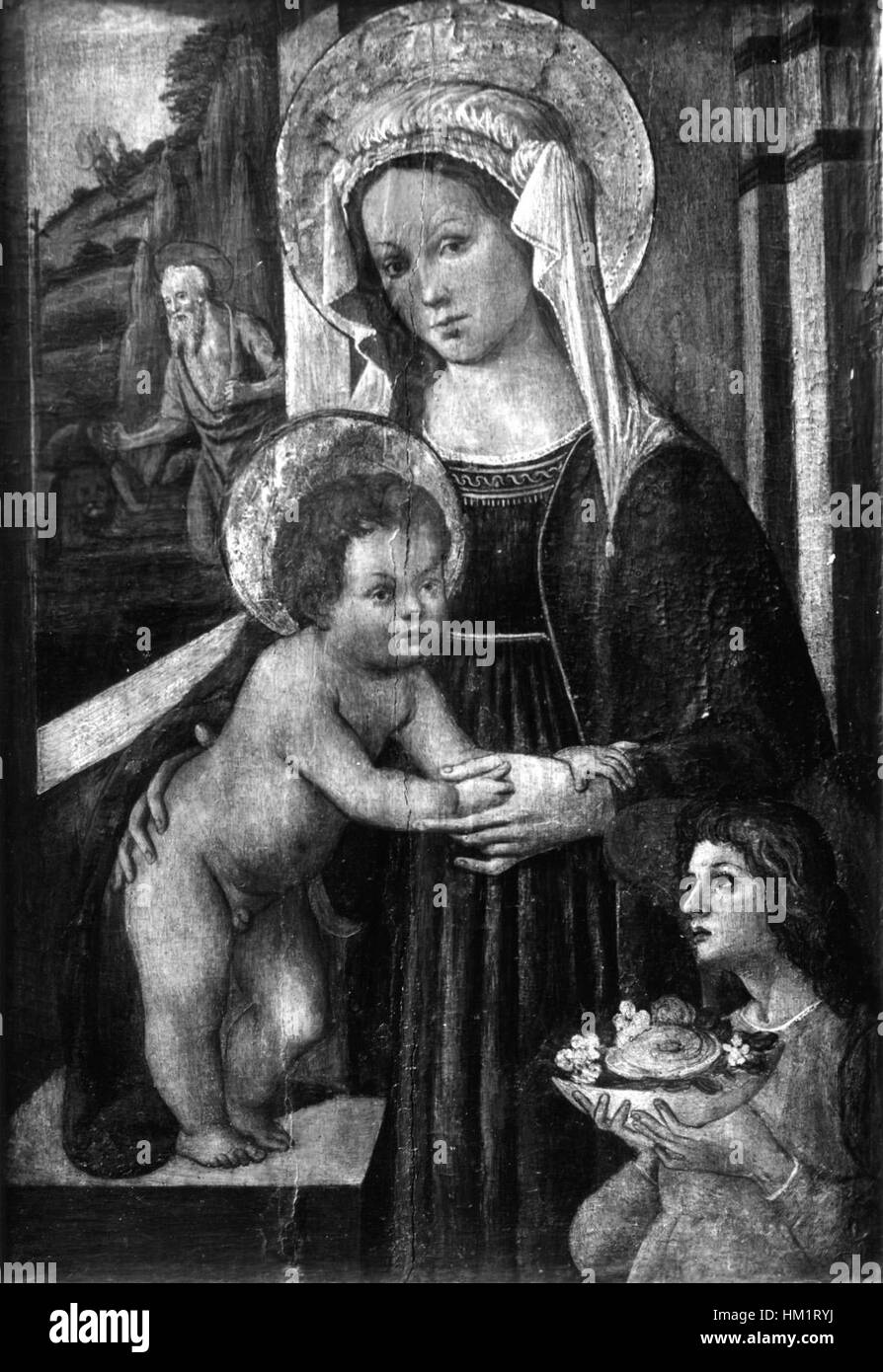 Virgin child religious painting Black and White Stock Photos & Images ...
