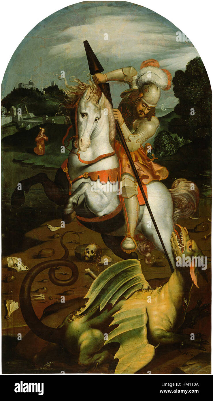 'Sv. Jurij v boju z zmajem' by Hans Georg Geiger depicts St. George ...