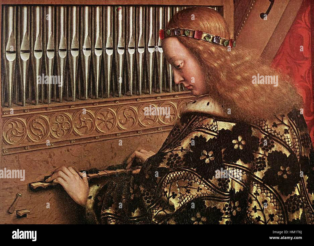 This detailed section of Jan van Eyck's 'The Ghent Altarpiece' shows ...