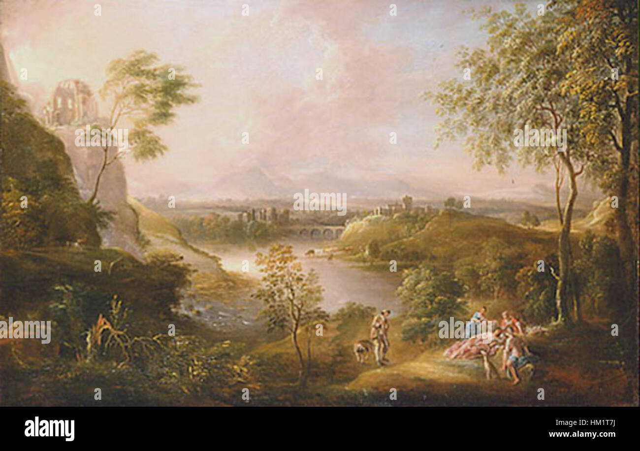 This classical landscape by John Lewis depicts the mythological story ...
