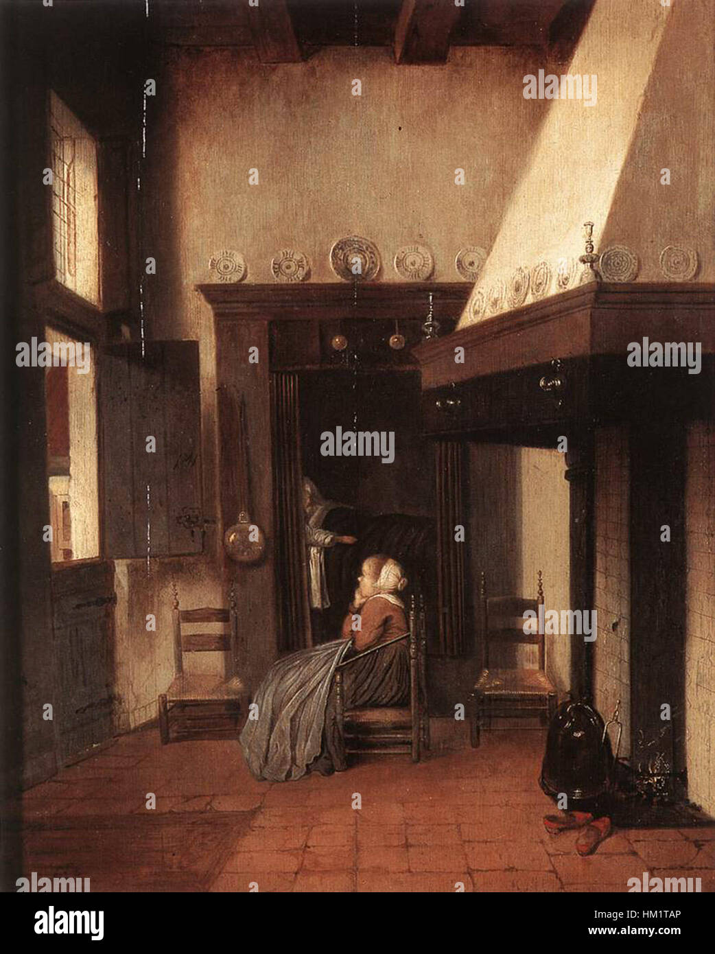 This painting by Jacobus Vrel depicts a quiet interior scene, possibly ...