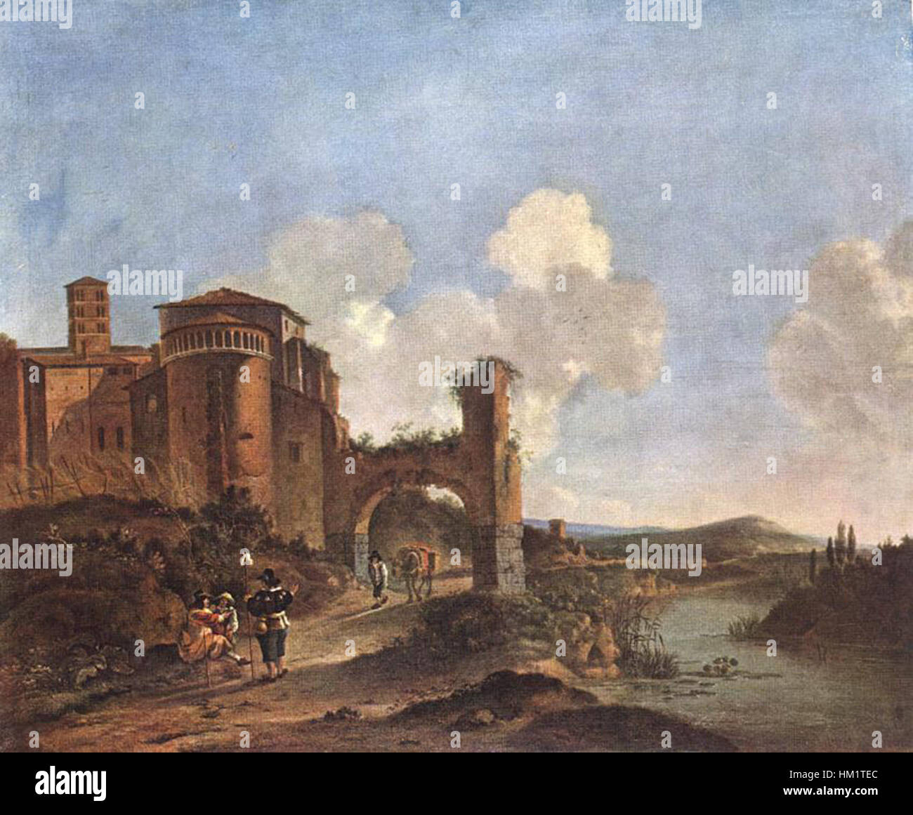 An Italian landscape painting by Jan Asselijn, depicting the view of ...