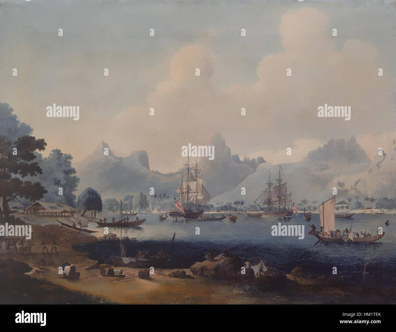 This painting by John Cleveley the Younger depicts HMS Resolution and ...