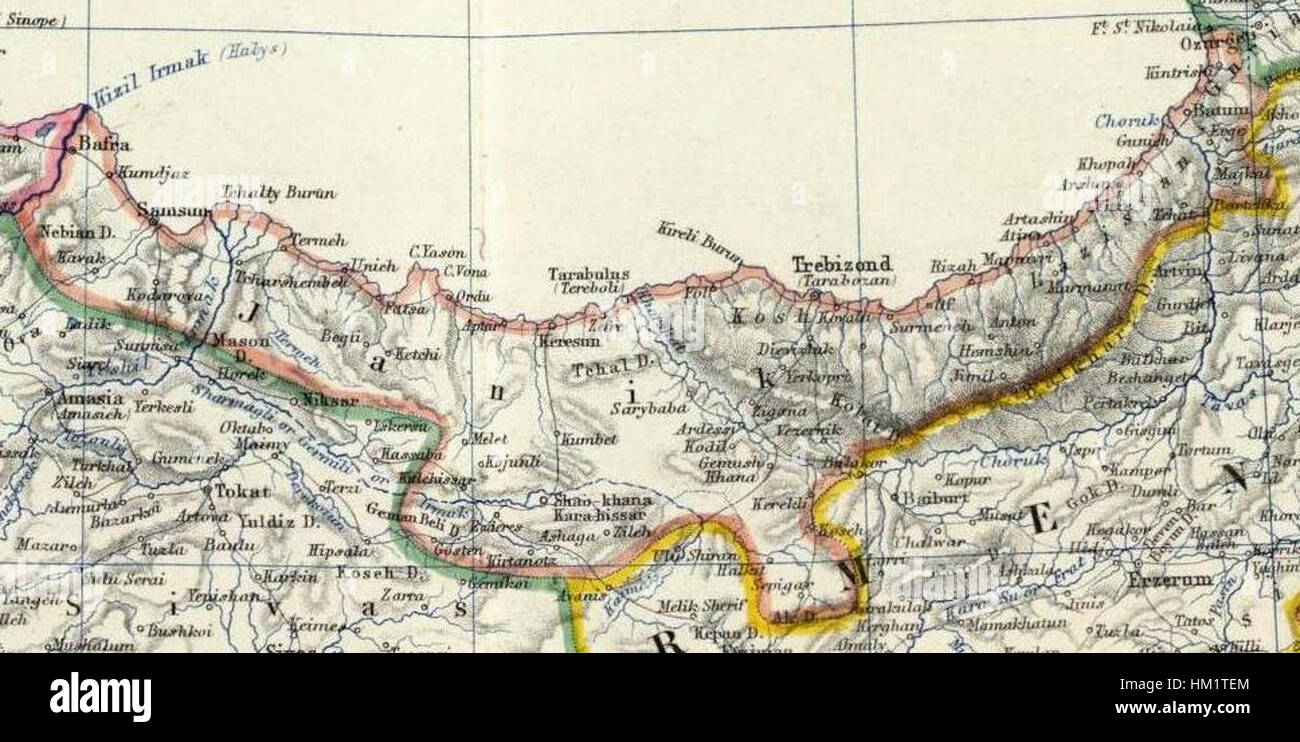 Alexander Keith Johnstonâ€™s map, 'Turkey in Asia, Transcaucasia, 1861 ...