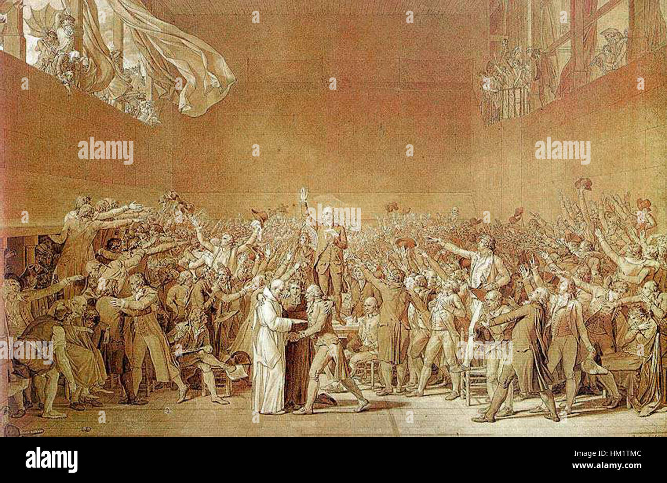 'The Oath of the Tennis Court' by Jacques-Louis David depicts a pivotal ...