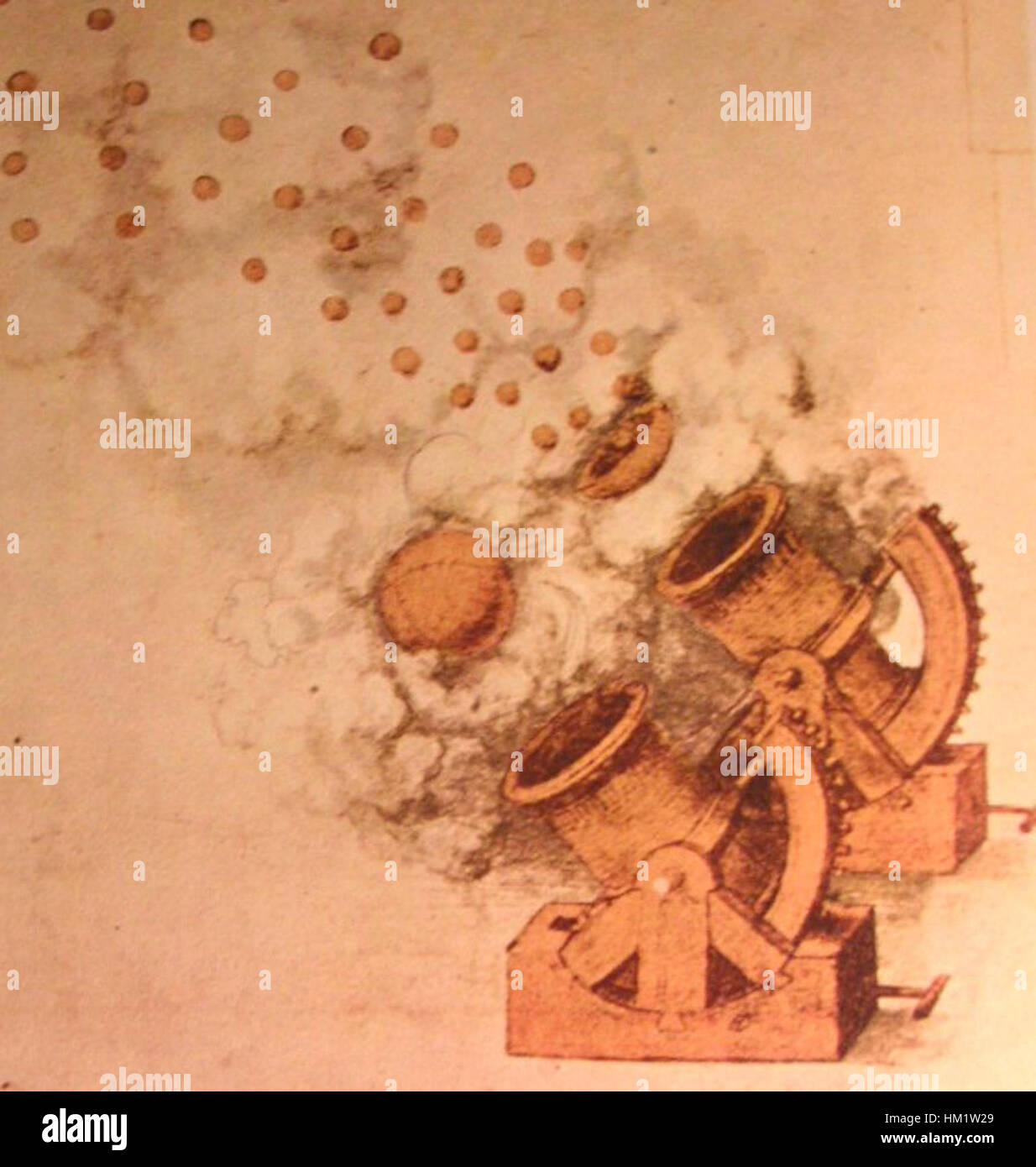 This image features Leonardo da Vinci’s design of a cannon, a testament ...