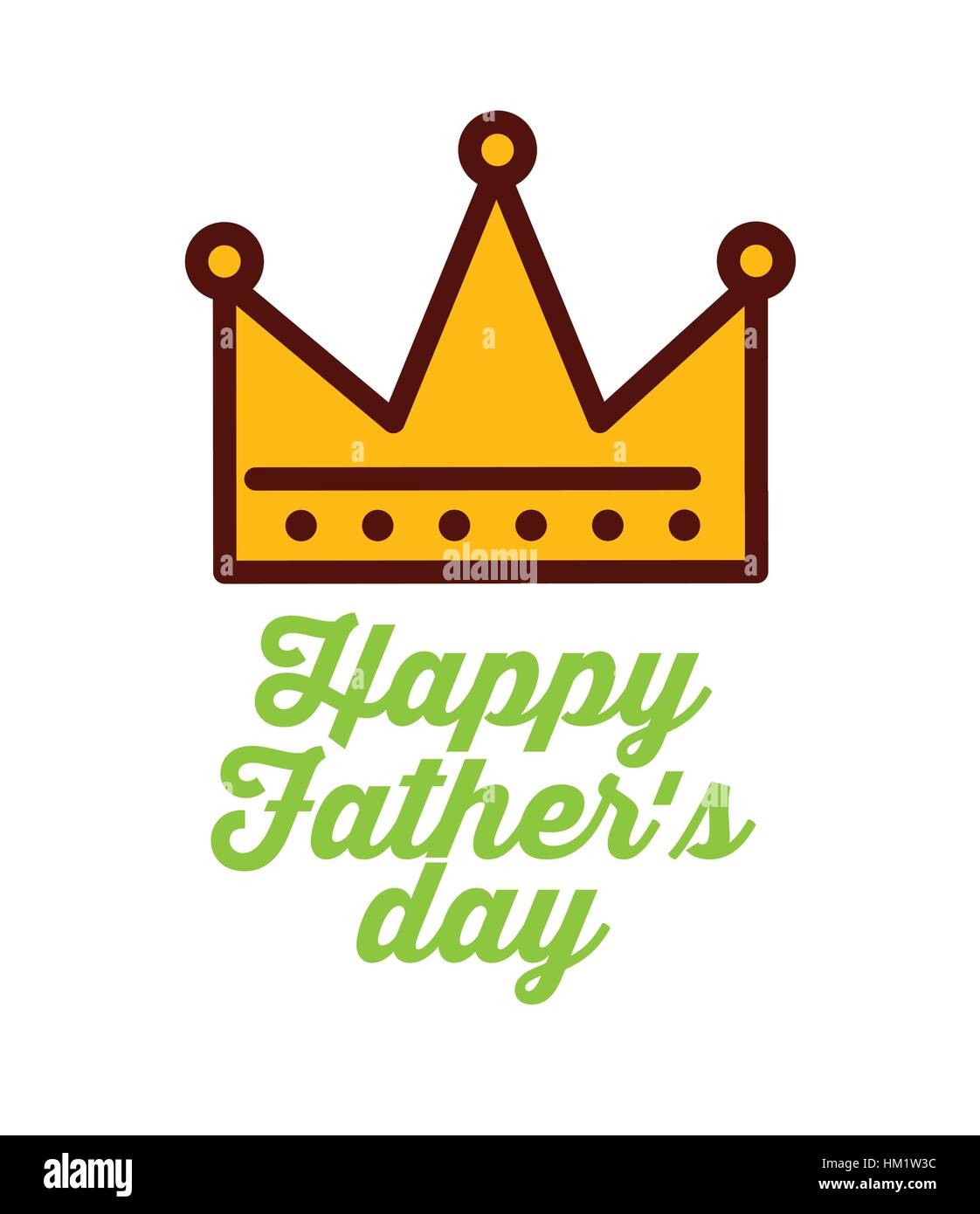 happy father's day card with crown icon over white background. colorful ...