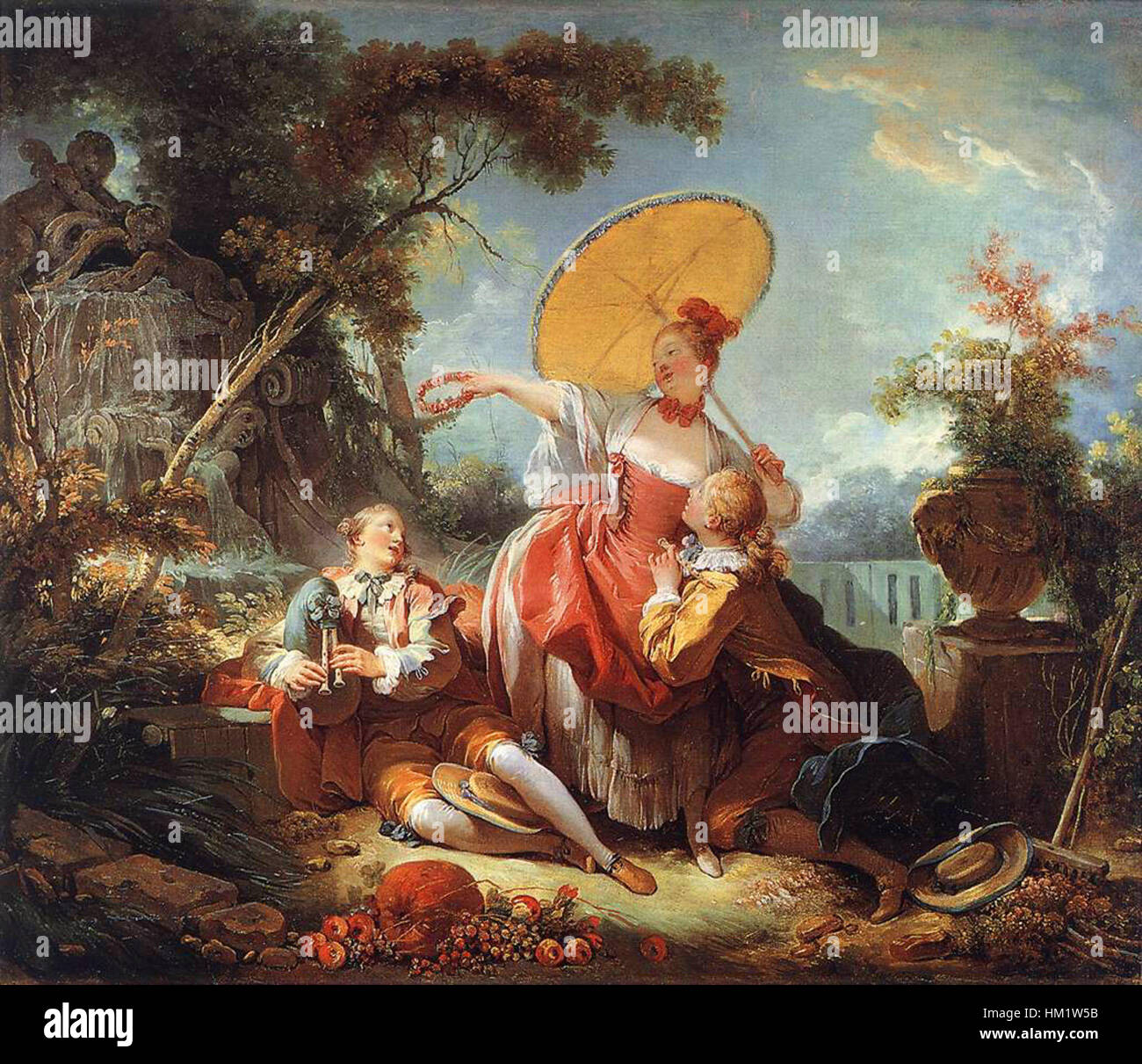 Jean HonorÃ© Fragonard's painting 'The Musical Contest' depicts a ...